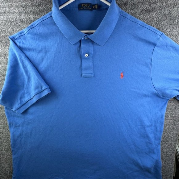 Polo Ralph Lauren | Shirts | Polo Ralph Lauren Short Sleeve Polo Shirt Mens Cotton Blue 3xb Big ...